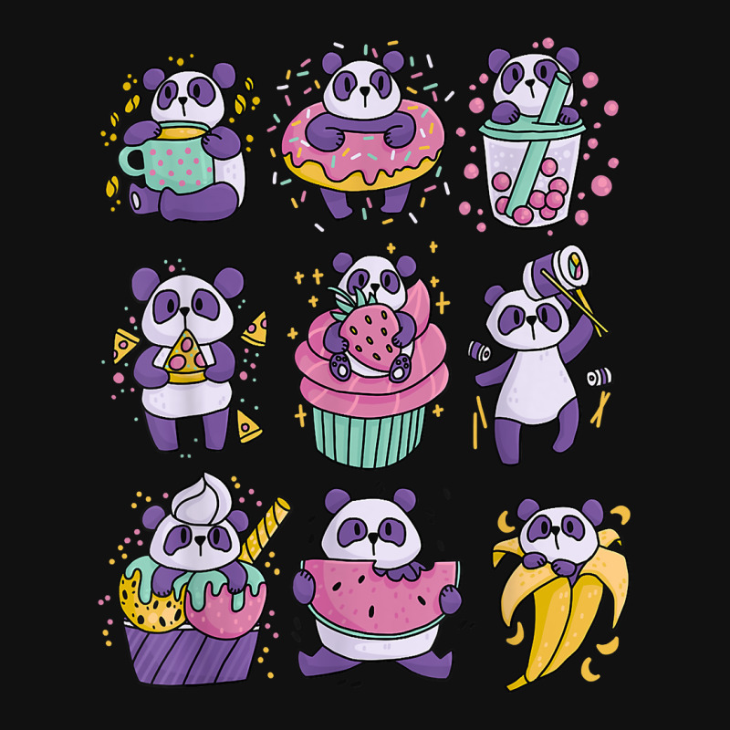 Foodie Pandas With Coffee, Donuts, Pizza And Bubble Tea Metal Print ...