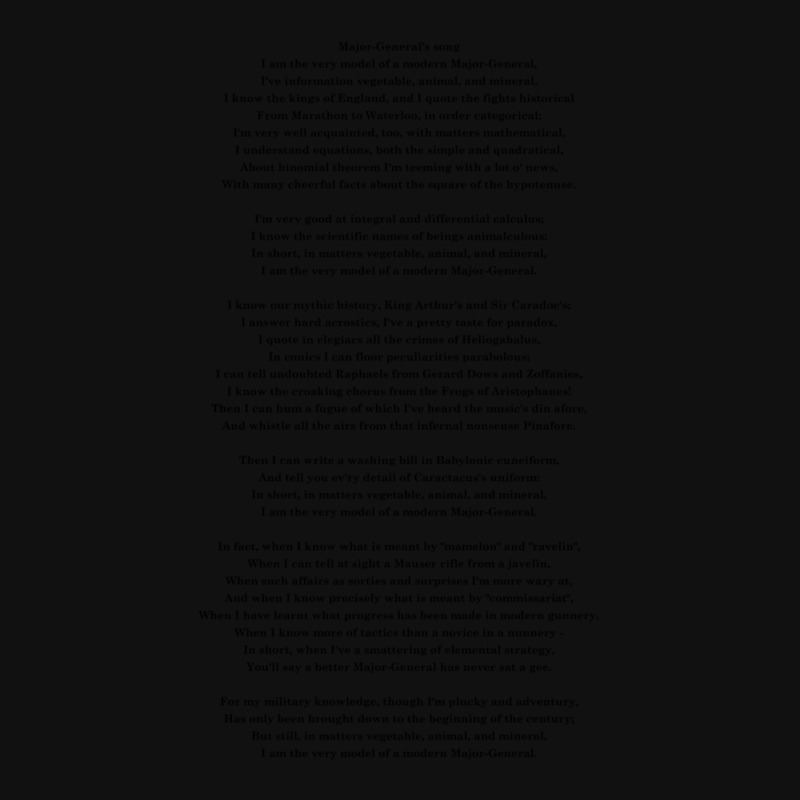 Major General's Song - Pirates Of Penzance - Gilbert & Sullivan .png ...