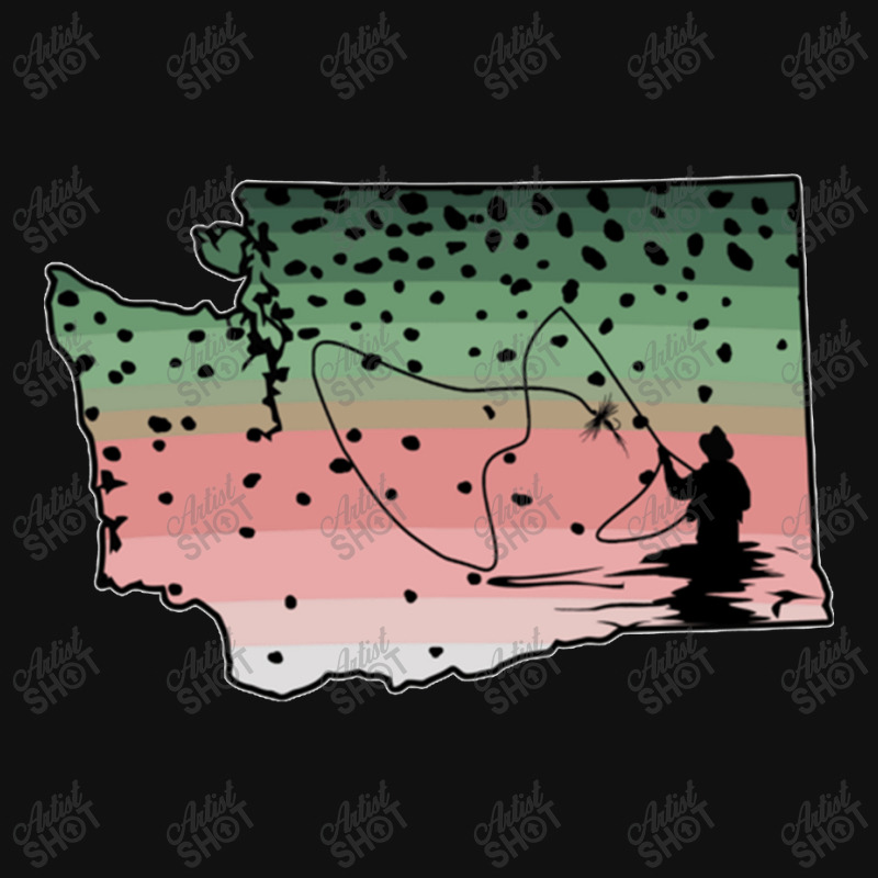 Vintage Fish Washington State Map Wa Fly Fishing Rainbow Pullover Hood ...