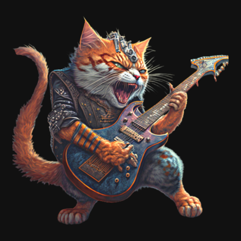 Heavy Metal Cat Art Playing Metal Guitar Funny Shirt Cat Lover Art Pr ...