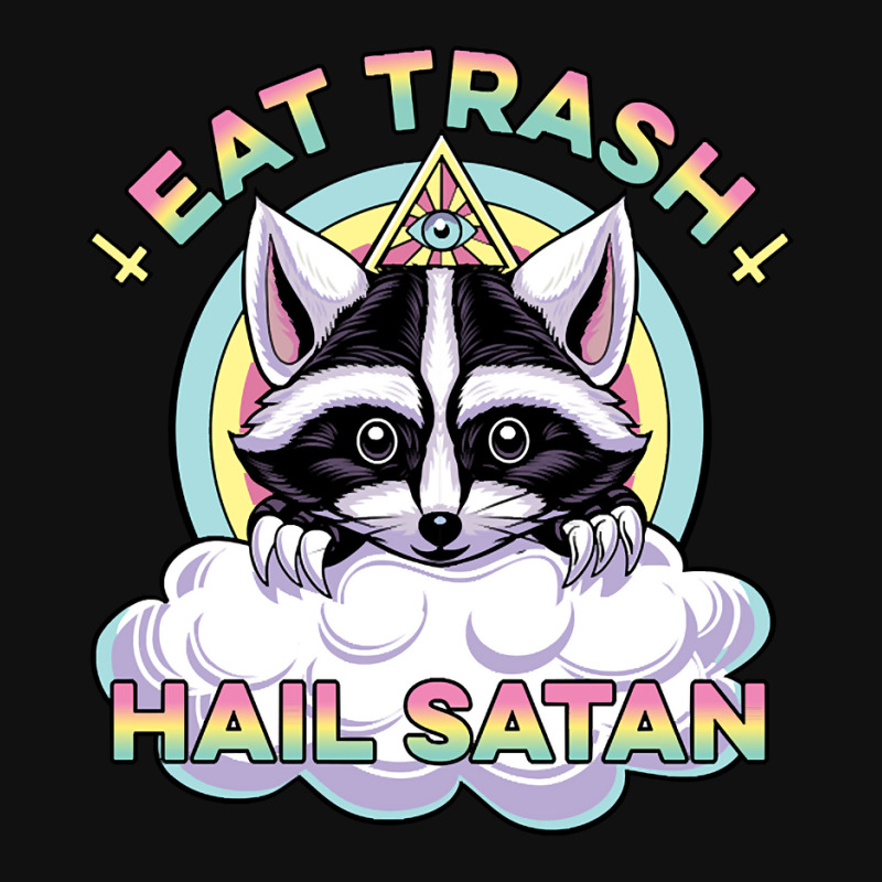 Eat Trash Hail Satan Cute Raccoon Satanic Garbage Squad Shield S Patch ...