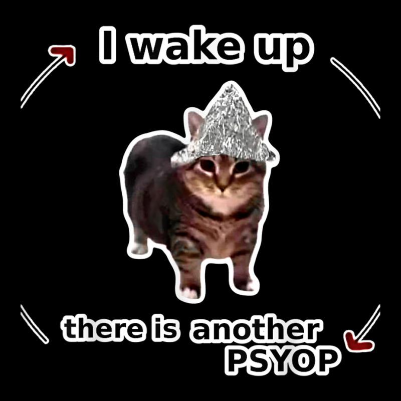 Tin Foil Hat Cat I Wake Up There Is Another Psyop Meme T Shirt Metal ...