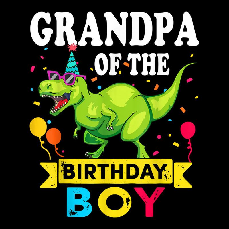 Grandpa Of The Birthday Boy T Rex Rawr Dinosaur Birthday Boy T Shirt Metal Print Vertical By ...