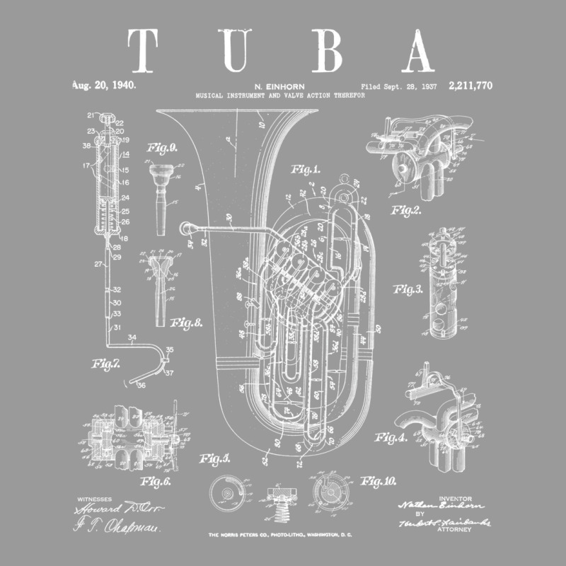 Custom Tuba Vintage Patent Tubaist Tubist Drawing Print Metal Print ...