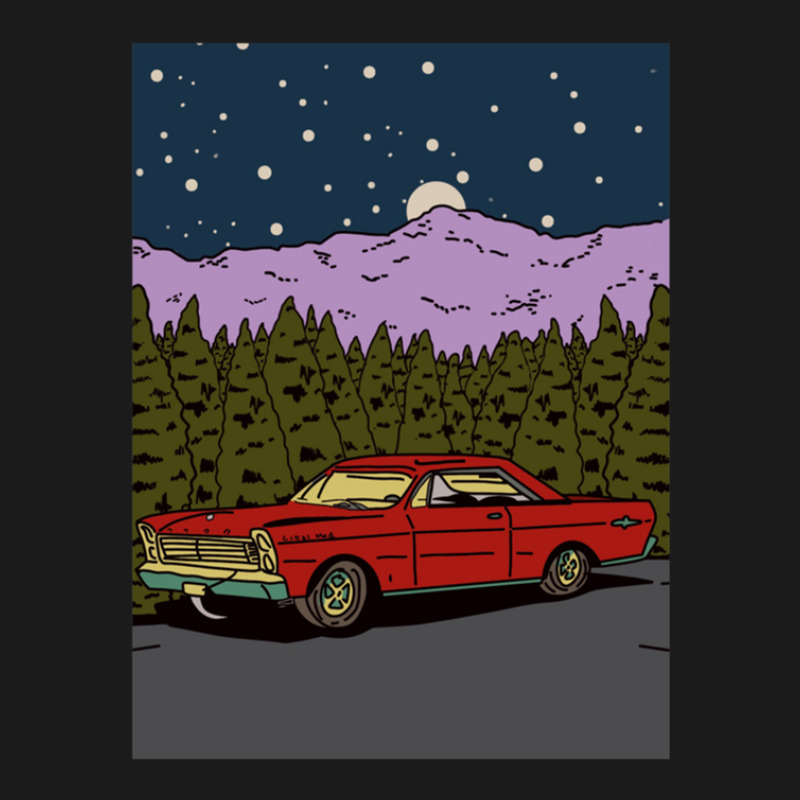 Ratro Car With Trees Mountain And Night Sky Full-length Apron By ...