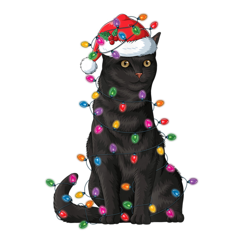 Black Cat Christmas Tree Lights Santa Funny Cat Lo Stainless Steel ...