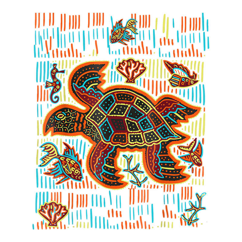 Funny Sea Turtle By Mola Artwork Of Panama Kuna T Unisex Hoodie By ...