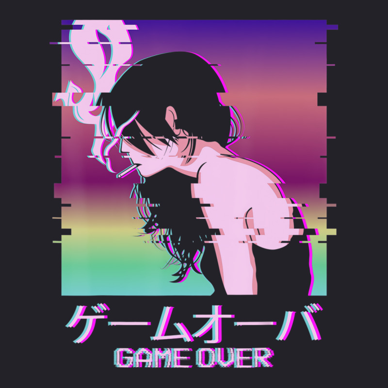 Japanese Vaporwave Sad Anime Girl Game Over Aesthe Unisex Sherpa-lined ...