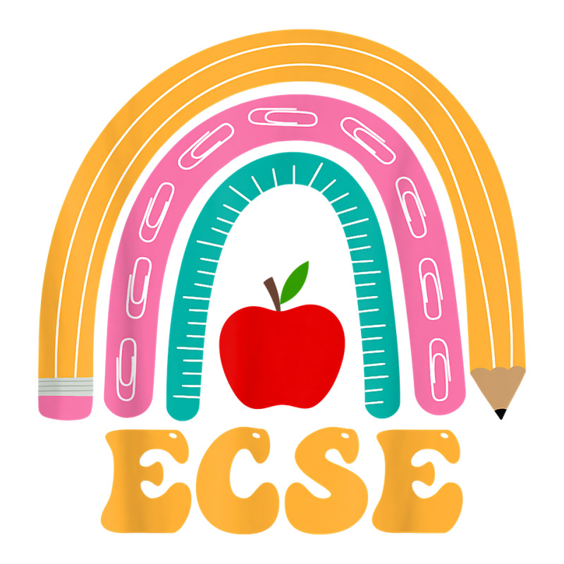 Ecse Rainbow Pencil Apple Women Back To School Appreciation T Shirt Cub Paper Bag - 8 X 4 1/2 X ...