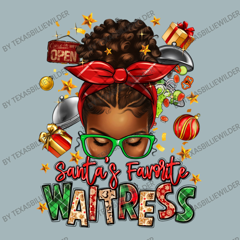 Santa's Favorite Waitress Messy Bun Unisex Sherpa-lined Denim Jacket By ...