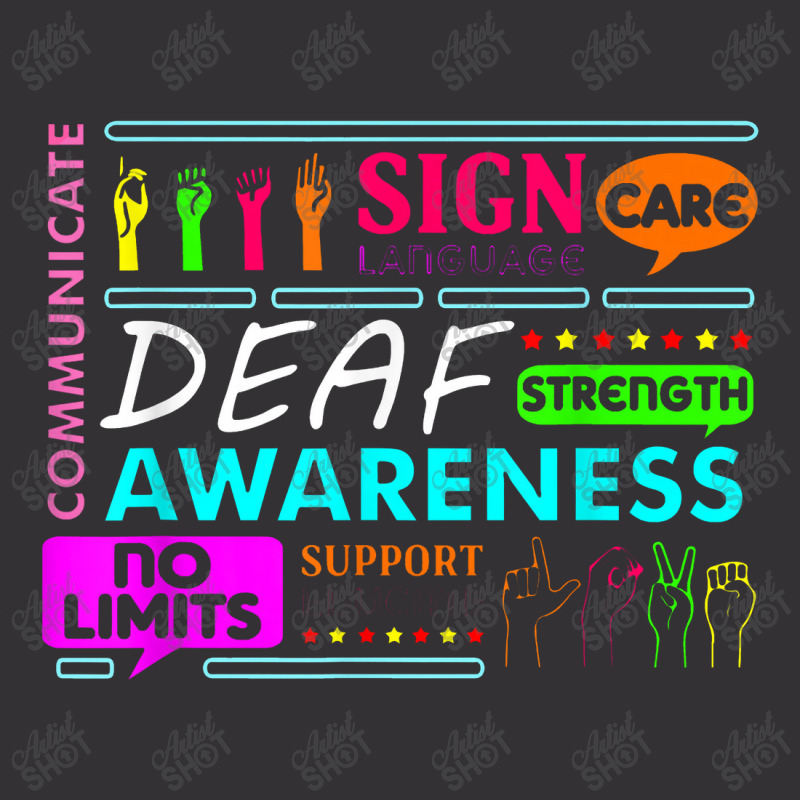 Deaf Awareness Sign Deafness Hearing Loss Warrior Vintage Hoodie By ...