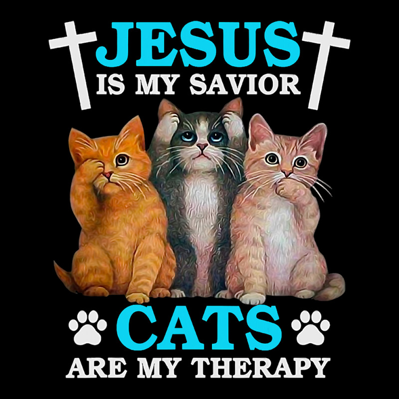 Jesus Is My Savior Cats Are My Therapy Christian Funny Cat License ...