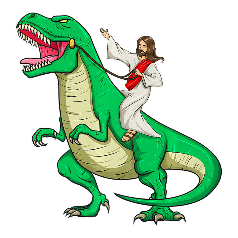 Jesus Riding Dinosaur Funny Parody Tyrannosaurus Rex Trex Premium ...