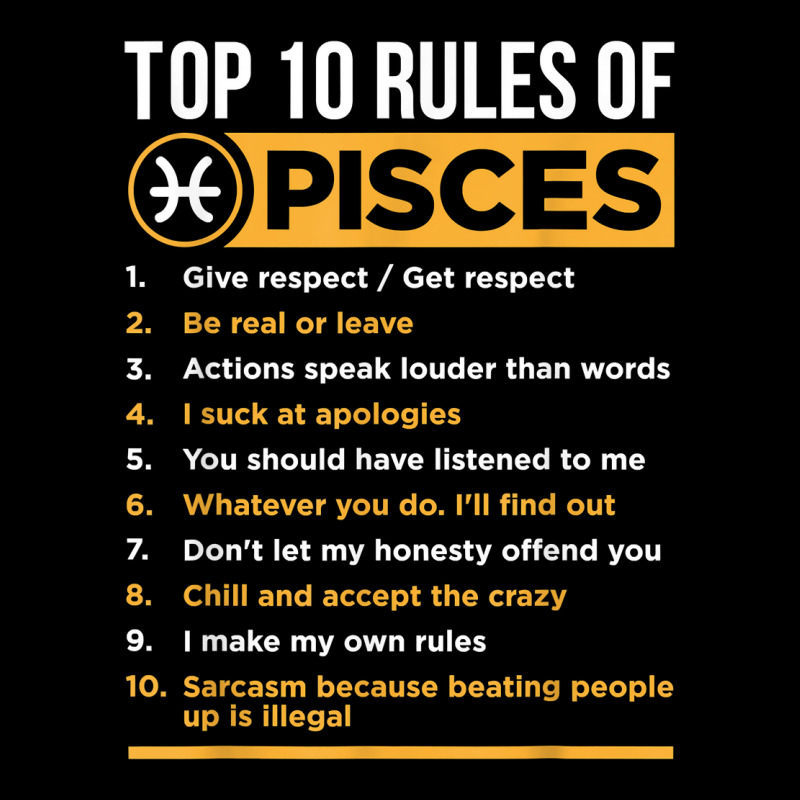 Top 10 Rules Pisces Facts Traits Horoscope Zodiac Sign T Shirt Portrait Canvas Print By ...