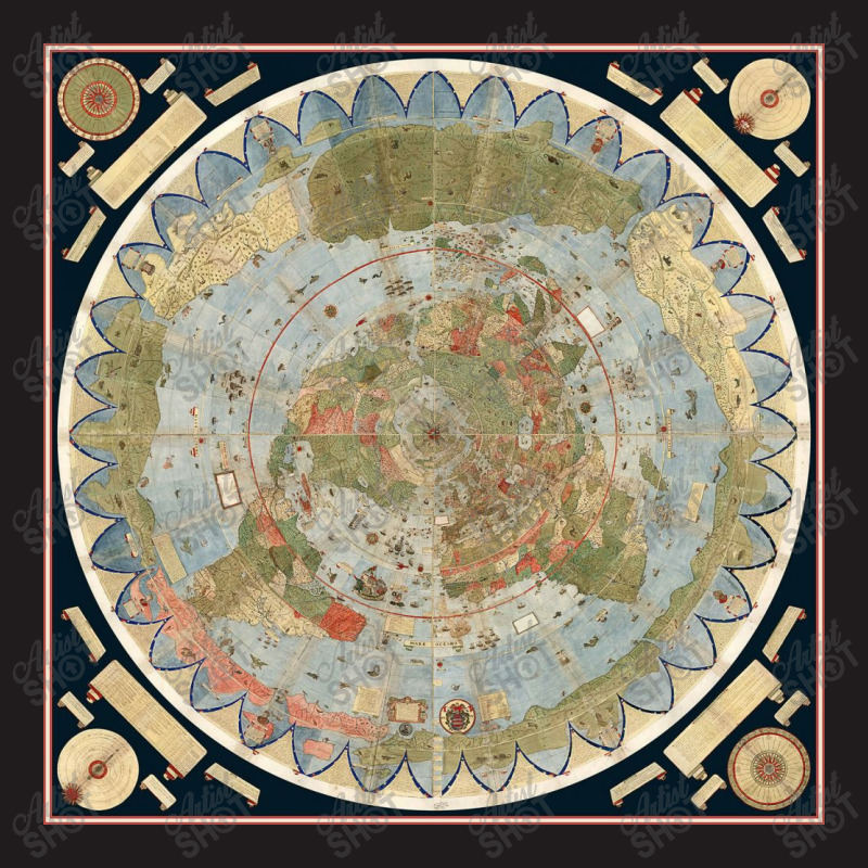 1587 Flat Earth Map Of The World Urbano Monte Historic Wall Poster Glo ...