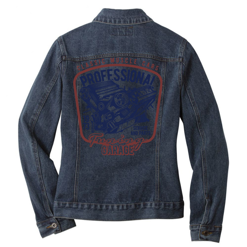 Classic Muscle Cars Ladies Denim Jacket By Emardesign - Artistshot