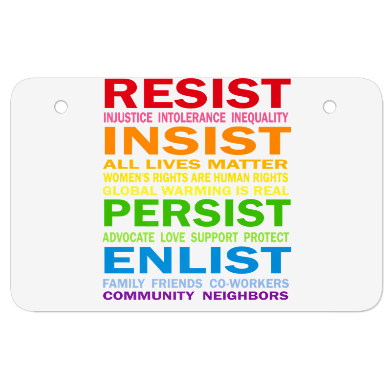 Lgbt Resist Insist Persist Enlist Hillary Mantra T Shirt Atv License ...