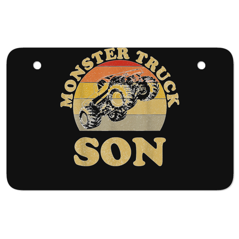 Monster Truck Son Vintage Retro Sunset Design For Sons Boys Atv License ...