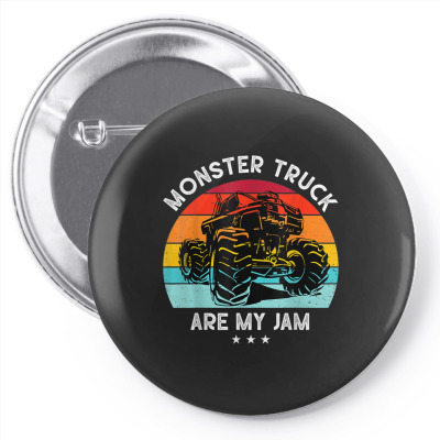 Vintage Monster Truck Are My Jam Retro Sunset Cool Engines Pin-back ...