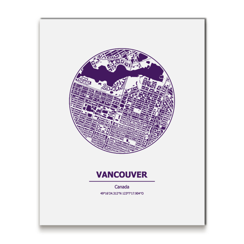Vancouver City Map Coordinates Metal Print Vertical By Degreesgunner ...