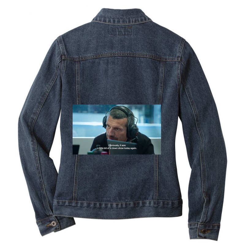 Guenther Steiner Formula One Reaction Meme Ladies Denim Jacket By Cm ...