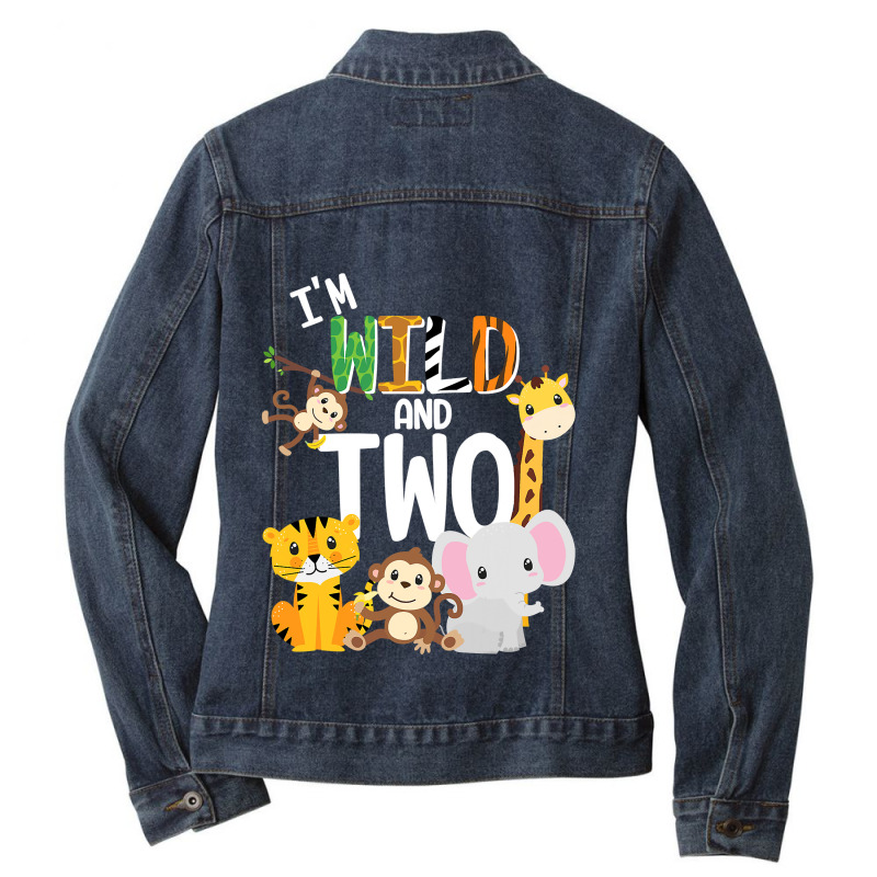 I'm Wild And Two Zoo Theme Birthday Safari Jungle Animals Ladies Denim ...