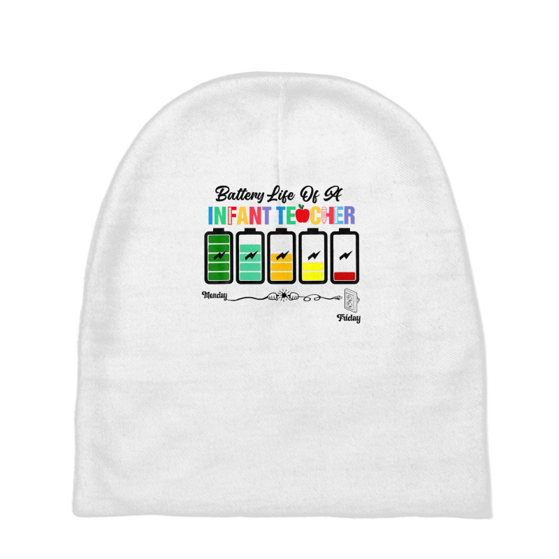 Funny Battery Life Of A Infant Teacher Gift Tgif Baby Beanies By ...