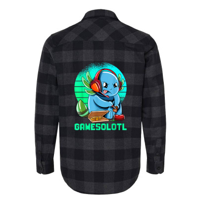 Gamesolotl Axolotl Gamer With Headset Cute Anime Kawaii Flannel Shirt ...