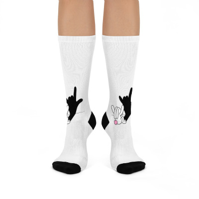 Bunny Reflection I Love You Hand Sign Language Asl Easter Crew Socks By ...