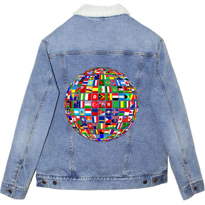 International World Flags Flags World Map Unisex Sherpa-lined Denim ...