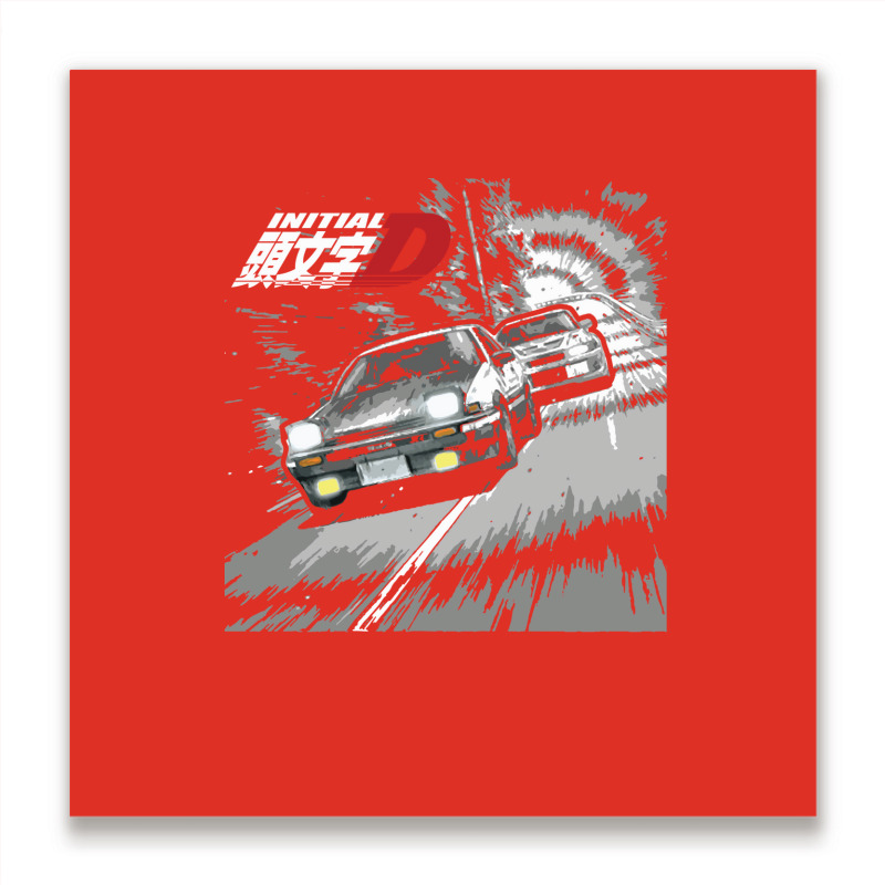 Initial D Mountain Drift Racing Tandem Ae86 Vs Evo 6 Metal Print Square ...