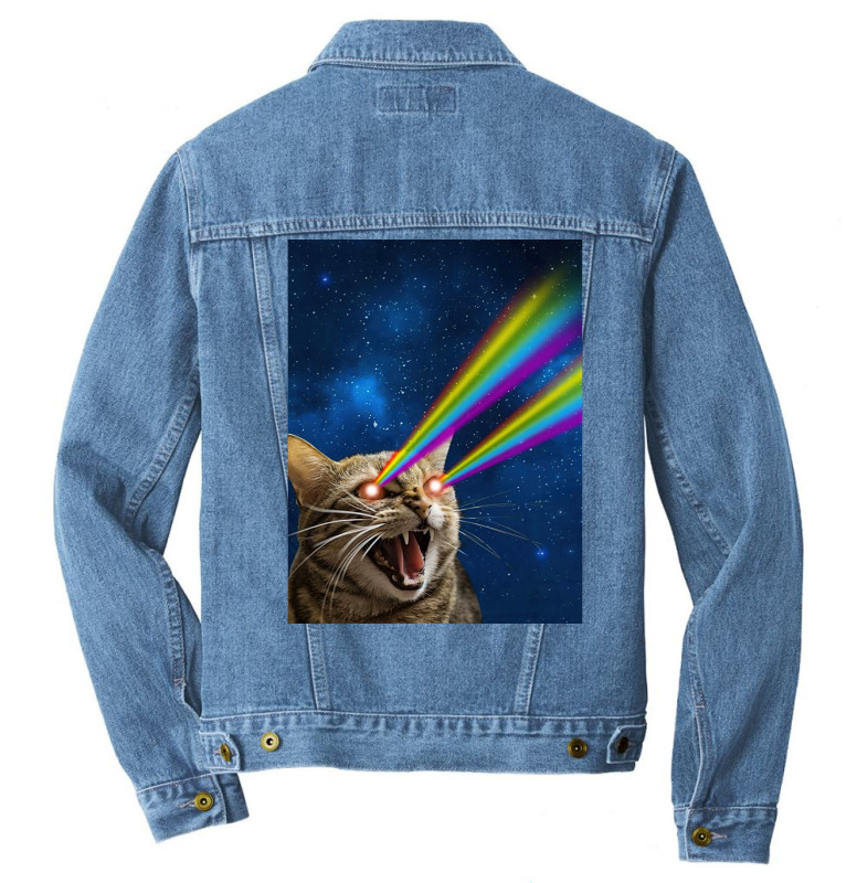 Angry Cat Shooting Lasers Out Of Eyes Men Denim Jacket By Karesmenso ...