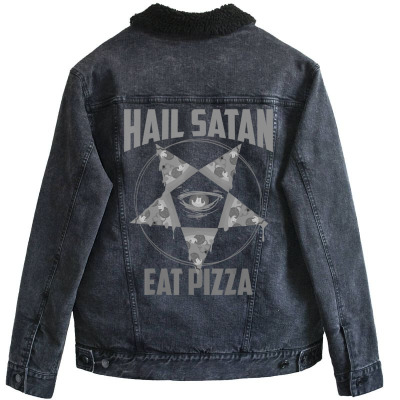 Eat Pizza Hail Satan Cool Satanic Occult Food Unisex Sherpa-lined Denim ...