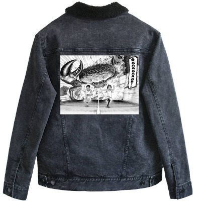 Custom Dandadan Crab Chase Unisex Sherpa-lined Denim Jacket By ...