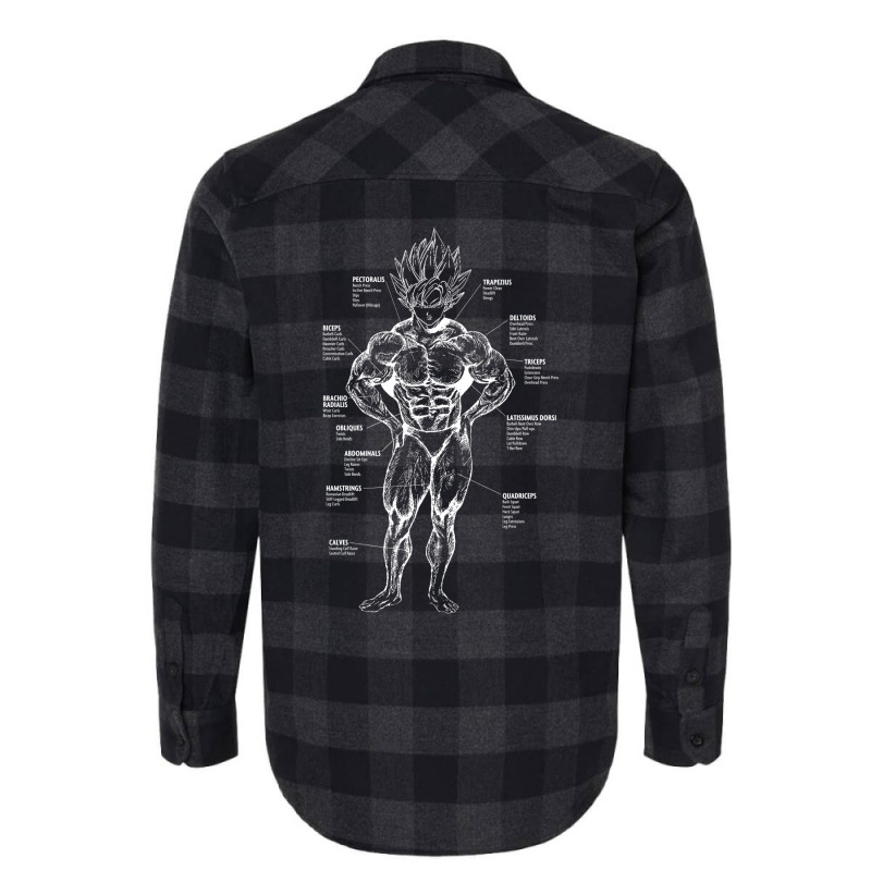 Custom Goku Muscle Chart Anatomy Diagram Anime Workout Flannel Shirt By Erdysandhv Artistshot