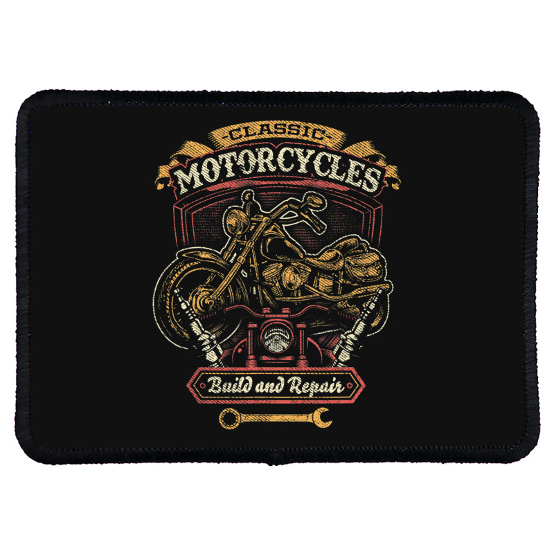 Classic Motorcycle Build And Repair Shop Biker Mec Rectangle Patch By ...