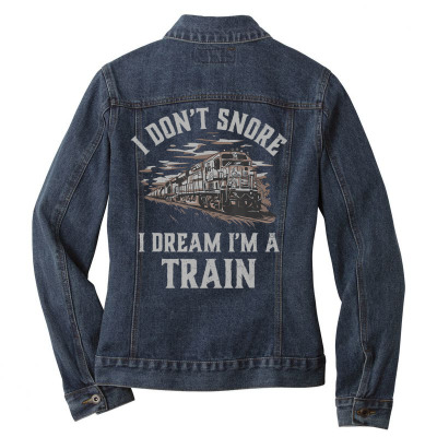 Railroad I'm A Train Locomotive Engineer Steam Tra Ladies Denim Jacket ...