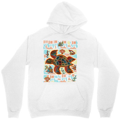 Funny Sea Turtle By Mola Artwork Of Panama Kuna T Unisex Hoodie By ...