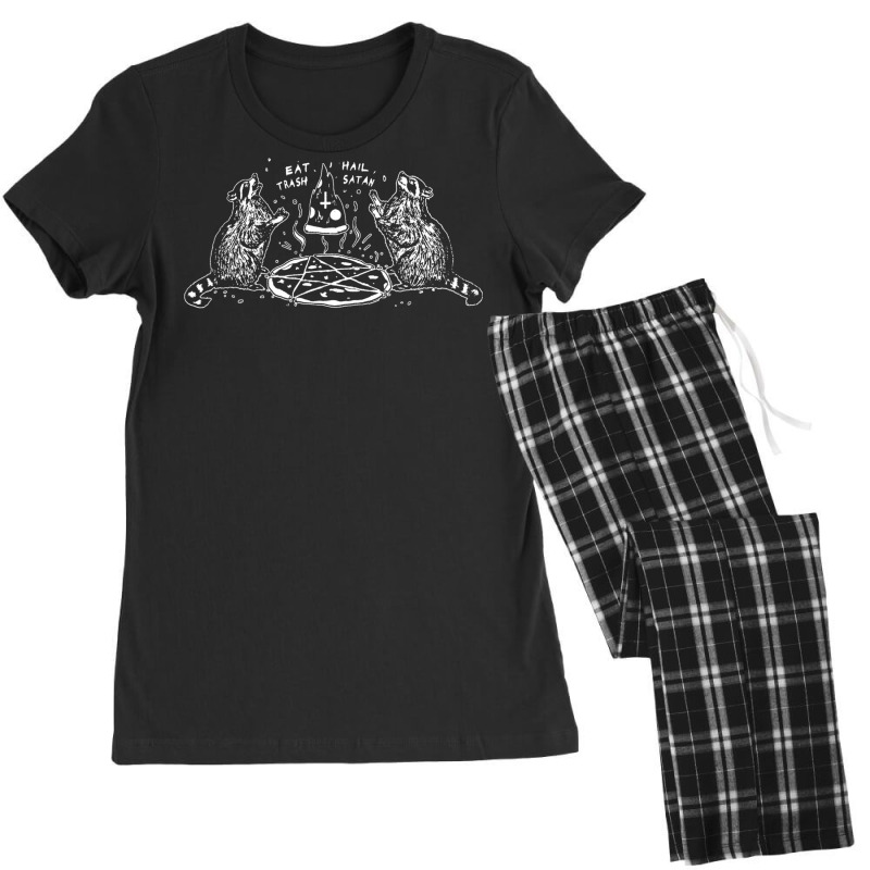 Eat Trash Hail Satan Raccoon Pentagram Satanic Gar Women's Pajamas Set ...