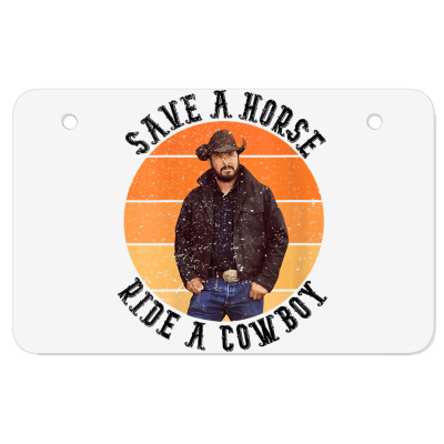 Womens Retro Save A Horse Ride A Cowboy Western Co Atv License Plate By ...