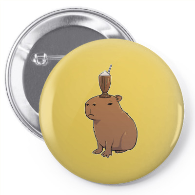 Capybara With A Chocolate Milkshake On Its Head 80 Pin-back Button By ...