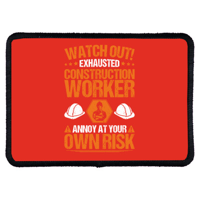 Construction Worker Construction Site Hard Hat Ret Rectangle Patch By ...