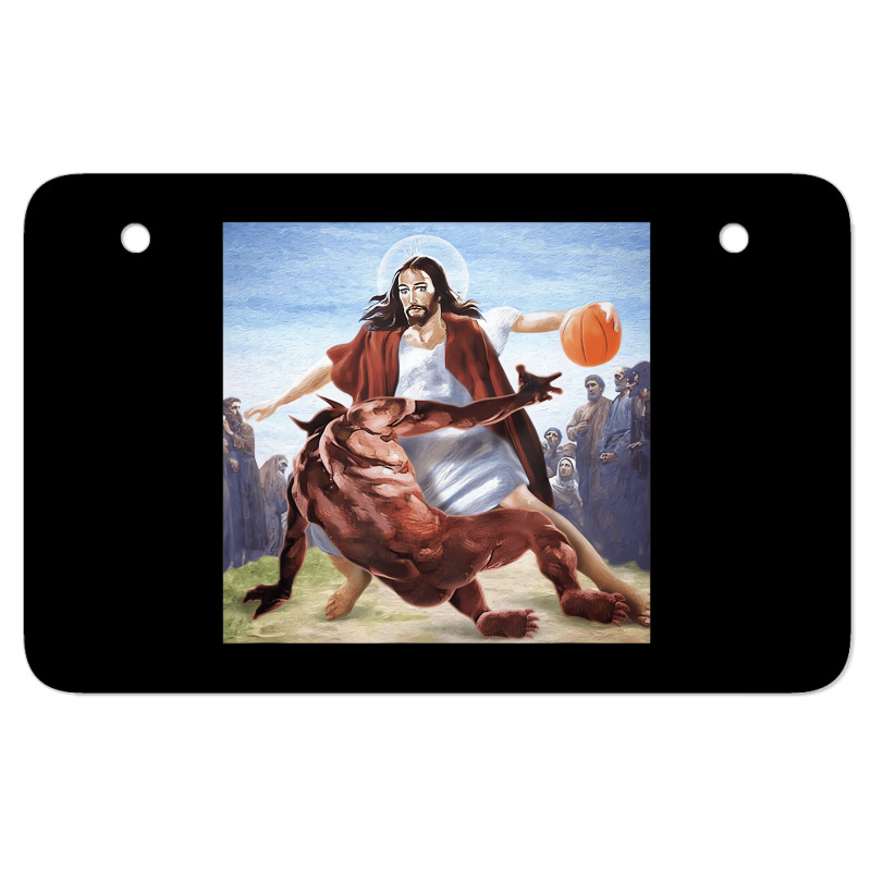 Custom Funny Jesus Crossing Up The Devil Christian Men Wo Atv License ...