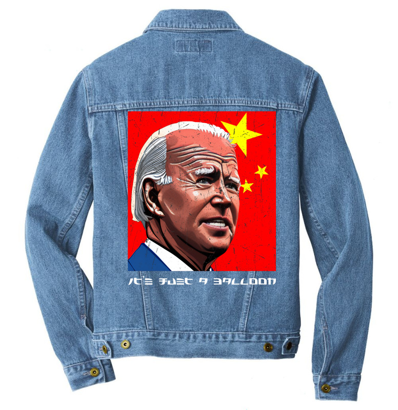 Funny Chinese Spy Balloon Surveillance Joe Biden C Men Denim Jacket By ...