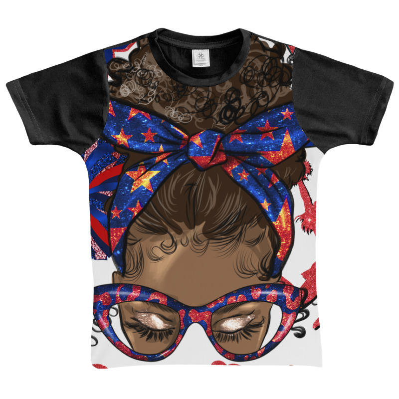 Custom Afro Messy Bun Cheer Life Blue And Red Graphic Youth T Shirt By