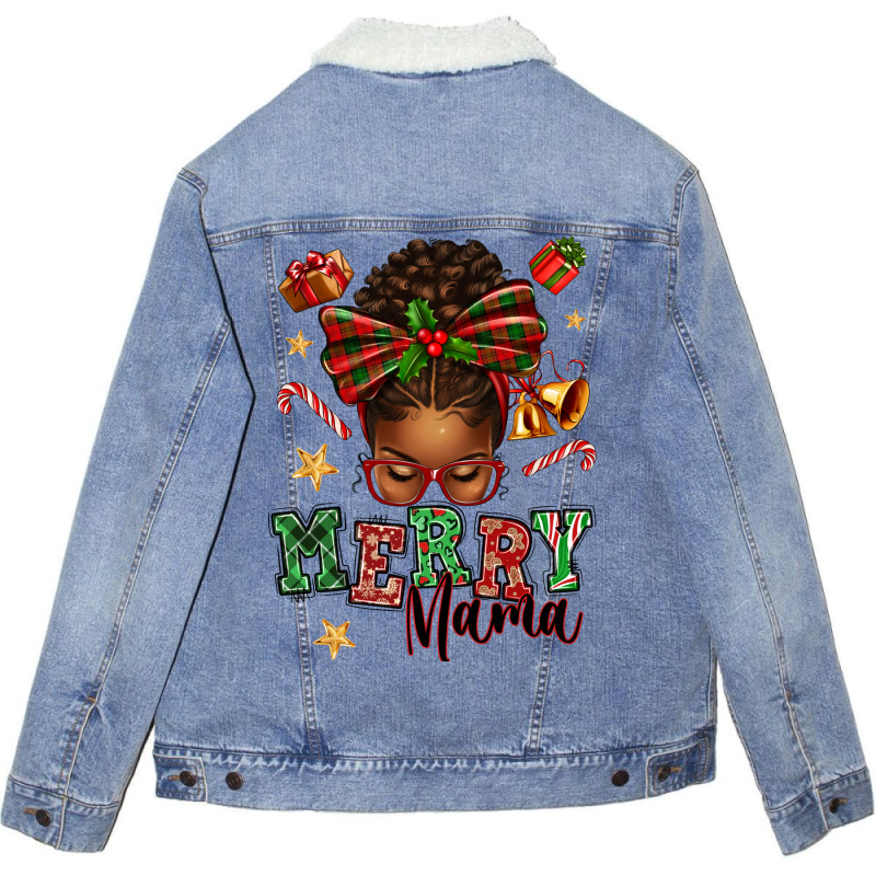 Merry Mama Afro Messy Bun Unisex Sherpa-lined Denim Jacket By ...