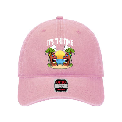 Tiki Head It's Tiki Time Tikis Hawaiian Hawaii Luau T Shirt Dyed Cap By ...