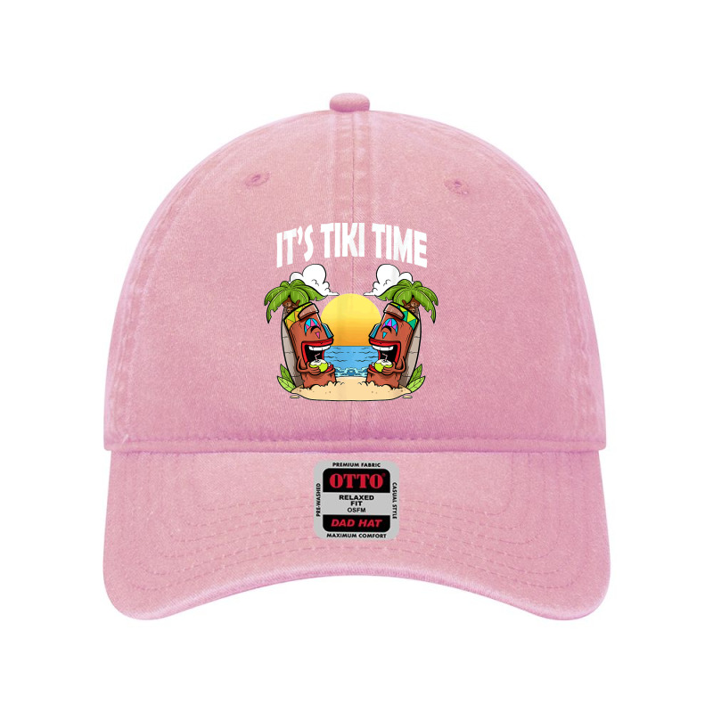 Tiki Head It's Tiki Time Tikis Hawaiian Hawaii Luau T Shirt Dyed Cap By ...