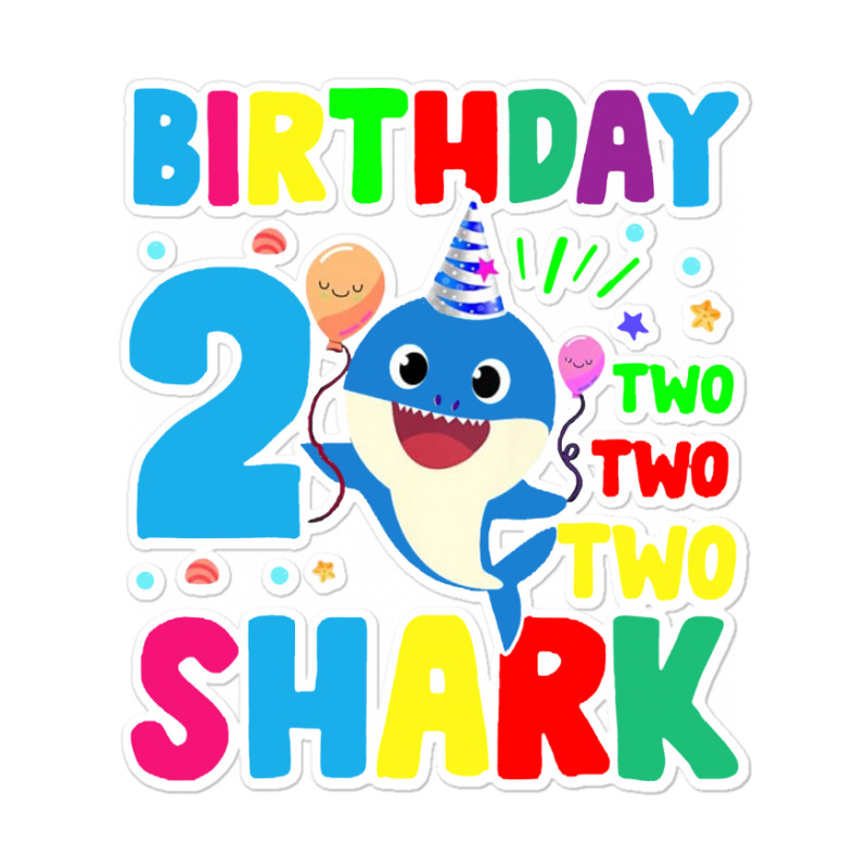 Custom Cute Shark Birthday Boy 2 Year Old Sticker By Balprut Store ...