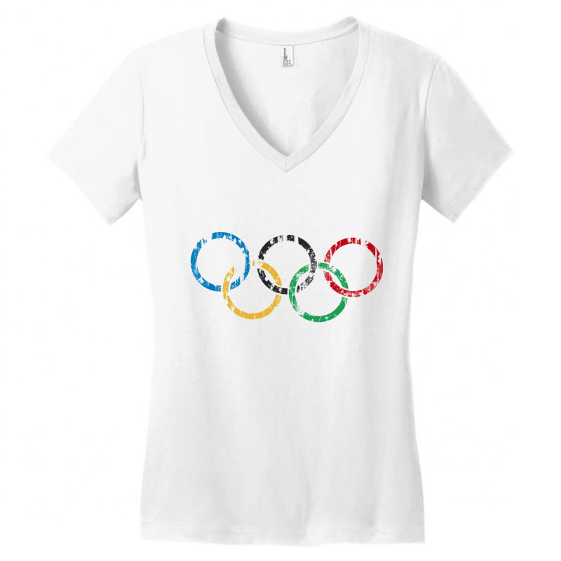 Custom Olympic Rings Women's V-neck T-shirt By Şen - Artistshot